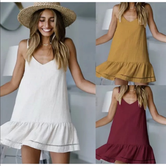 Dresses | Sundress Ruffle Womens Transparent Summer Dress White Sun ...